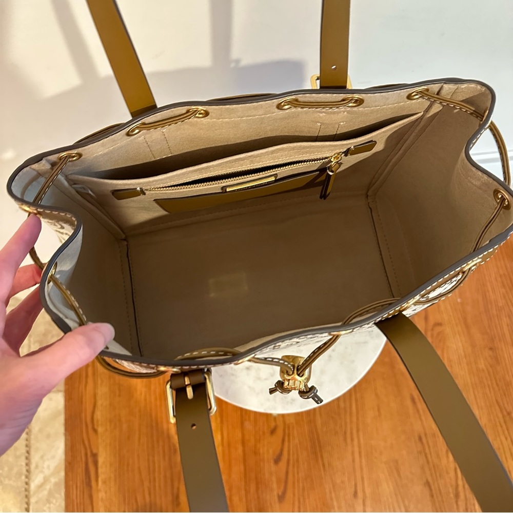 Tory Burch T Monogram Jacquard Small Tote - Hazelnut - Gem